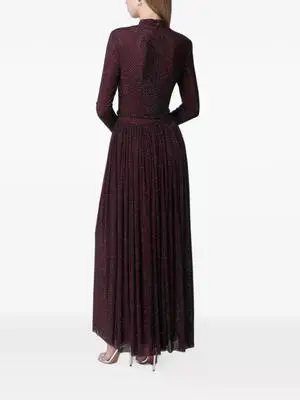 SELF-PORTRAIT Rhinestone Embellished Pleated Maxi Dress - Red