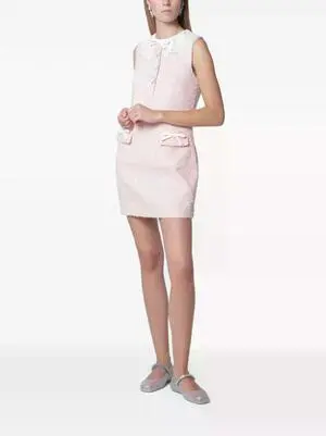 SELF-PORTRAIT Lace-collar Bouclé Mini Dress - Pink