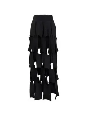 A.W.A.K.E. Mode Laser-cut Knitted Maxi Skirt - Black