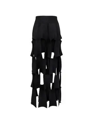 A.W.A.K.E. Mode Laser-cut Knitted Maxi Skirt - Black