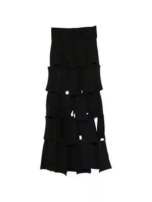A.W.A.K.E. Mode Laser-cut Knitted Maxi Skirt - Black