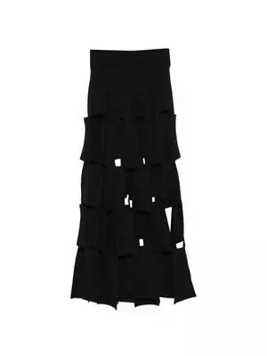 A.W.A.K.E. Mode Laser-cut Knitted Maxi Skirt - Black