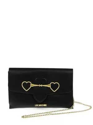 Moschino Heart-motif Chain-strap Shoulder Bag - Black