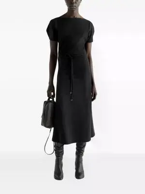 LEMAIRE Belted Midi Dress In Heavy Cotton Jersey - Black