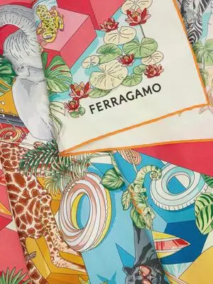 FERRAGAMO Jungle-party Print Silk Scarf