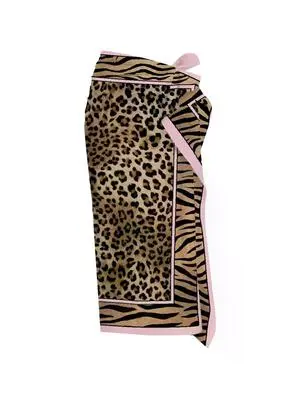 MC2 SAINT BARTH Animal-print Sarong Maxi Skirt - Neutrals