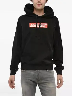 DIESEL® Logo-print Brushed Hoodie - Black