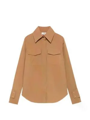 Elisabetta Franchi Long-sleeve Shirt With Pointed Collar And Flap Pockets - Neutrals