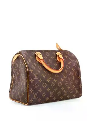LOUIS VUITTON Speedy Monogram Canvas Satchel - Brown