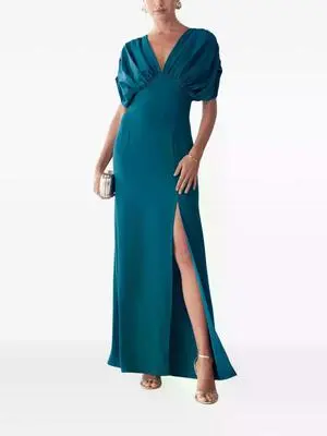 BWLDR Laila Gathered-bodice Maxi Dress - Blue