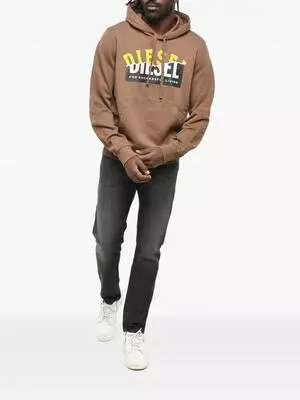 DIESEL® Logo-printed Drawstring Hoodie - Brown