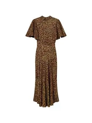 TWINSET Long Animal Print Satin Dress