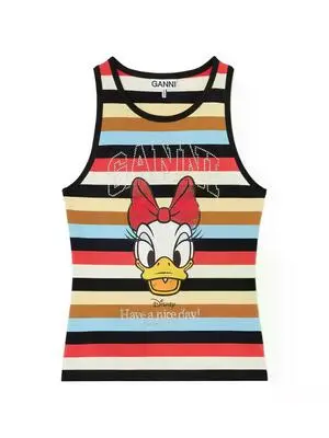 GANNI Disney-print Striped Tank Top - Black