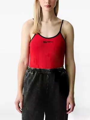 Karl Lagerfeld Logo-print Ribbed Bodysuit - Red