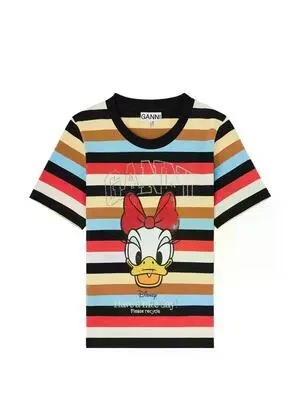 GANNI Striped Graphic T-shirt