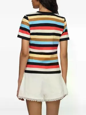 GANNI Striped Graphic T-shirt