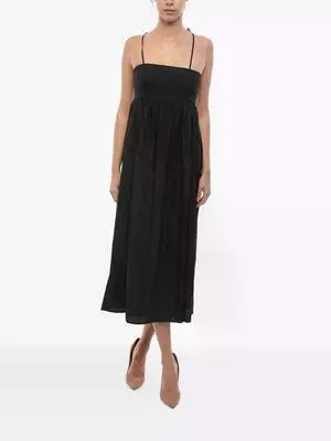 NOTES DU NORD Square-neck Midi Dress - Black