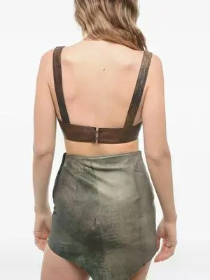 BAIA Floral-applique Leather Bra Top