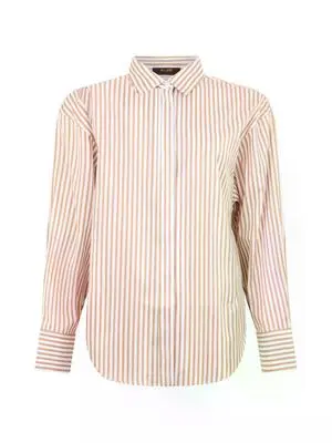 MOORER Striped Long-sleeve Shirt - Orange