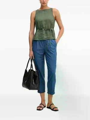BENETTON Cropped Trousers With Elasticated Waistband - Blue
