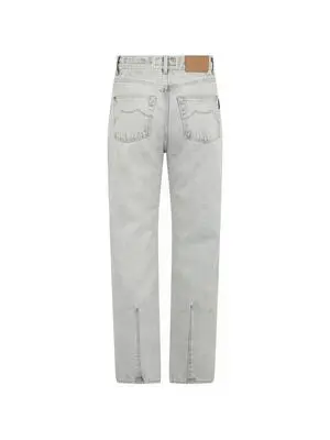MOORER Acid Wash Slit-hem Jeans