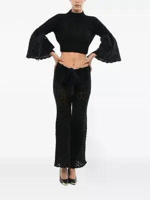 MATIMI Openwork-knit Belted Trousers