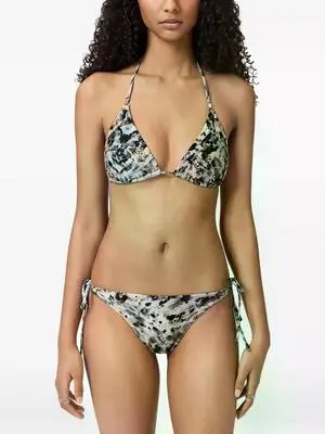 ALLSAINTS Abstract-print Halterneck Bikini - Neutrals