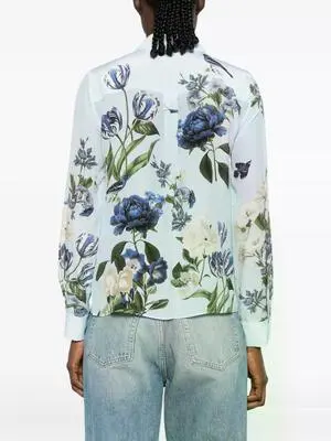 Alice + Olivia Floral-print Long-sleeve Shirt - Blue