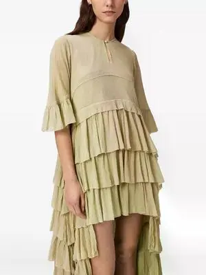 ALLSAINTS Cavarly Asymmetrical Tiered Dress - Green