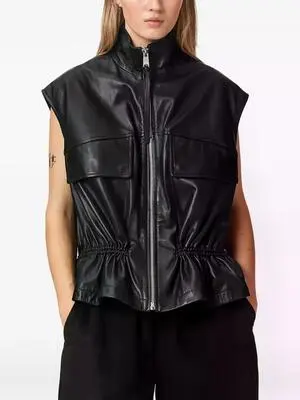 ALLSAINTS Flor Leather Gilet - Black