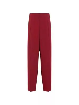 Alberta Ferretti Pleated Straight-leg Trousers - Red
