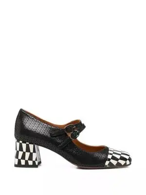 Chie Mihara Volcano Check-pattern Double-strap Pumps