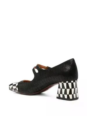 Chie Mihara Volcano Check-pattern Double-strap Pumps