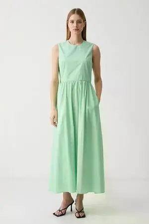 BENETTON Sleeveless Cut-out Maxi Dress - Green