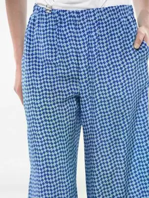 Marni Checked Silk Wide Leg Trousers