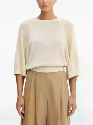 BENETTON Raglan-sleeve Ribbed-trim Sweater - Neutrals