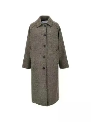 Harris Wharf London Houndstooth-pattern Single-breasted Coat - Brown
