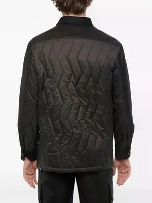 Neil Barrett Quilted-panel Ribbed-velour Overshirt - Black