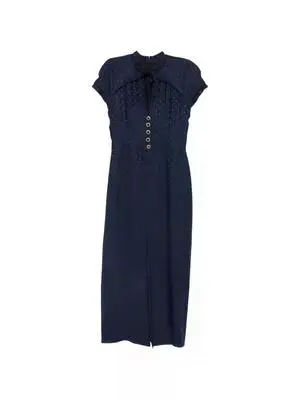 Alessandra Rich Star-print Tie-neck Midi Dress - Blue