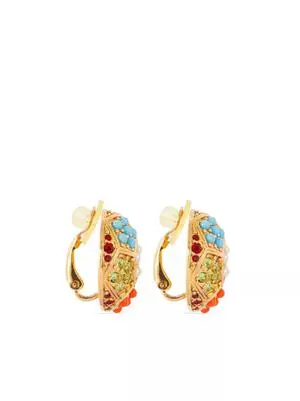 SUSAN CAPLAN 1980s -plated Crystal And Faux Pearl Clip-on Earrings - Gold