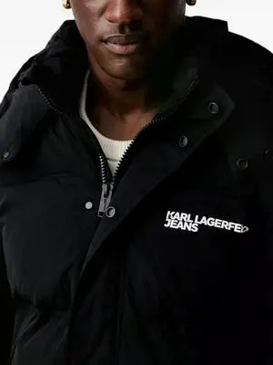 Karl Lagerfeld Quilted Logo Print Hooded Jacket