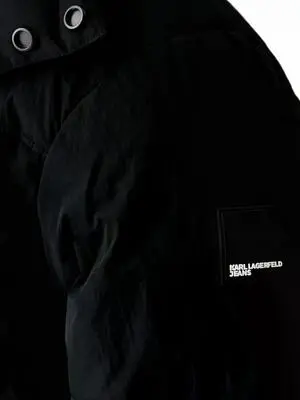 Karl Lagerfeld Quilted Logo Print Hooded Jacket