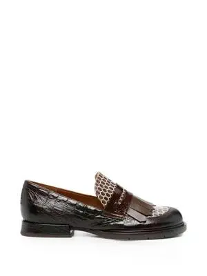 Chie Mihara Jeluse Croc-effect Fringed Loafers - Brown