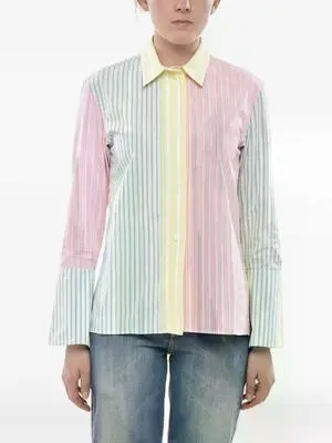 Marni Striped Flared-sleeve Shirt - Pink
