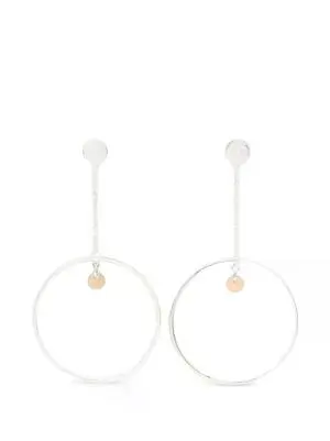 Hermès Sterling And 18k Rose Gold Circle Motif Drop Earrings - Silver