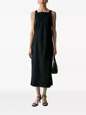 BENETTON Square-neck Denim Midi Dress - Blue