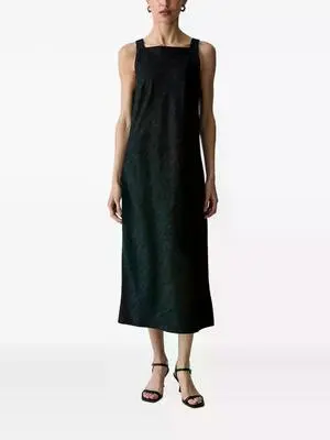 BENETTON Square-neck Denim Midi Dress