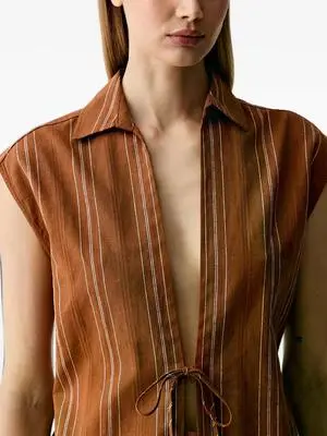 BENETTON Striped Tie-fastening Sleeveless Top