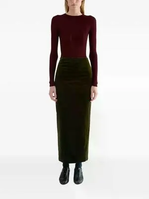 JIL SANDER High-waist Velvet Maxi Skirt - Green