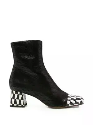 Chie Mihara Volkiara Snake-effect Checkerboard Ankle Boots - Black